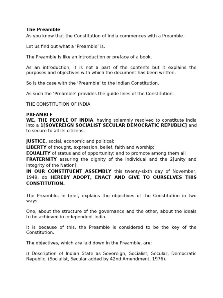 Understanding India's Preamble | PDF | Political Charters | Government