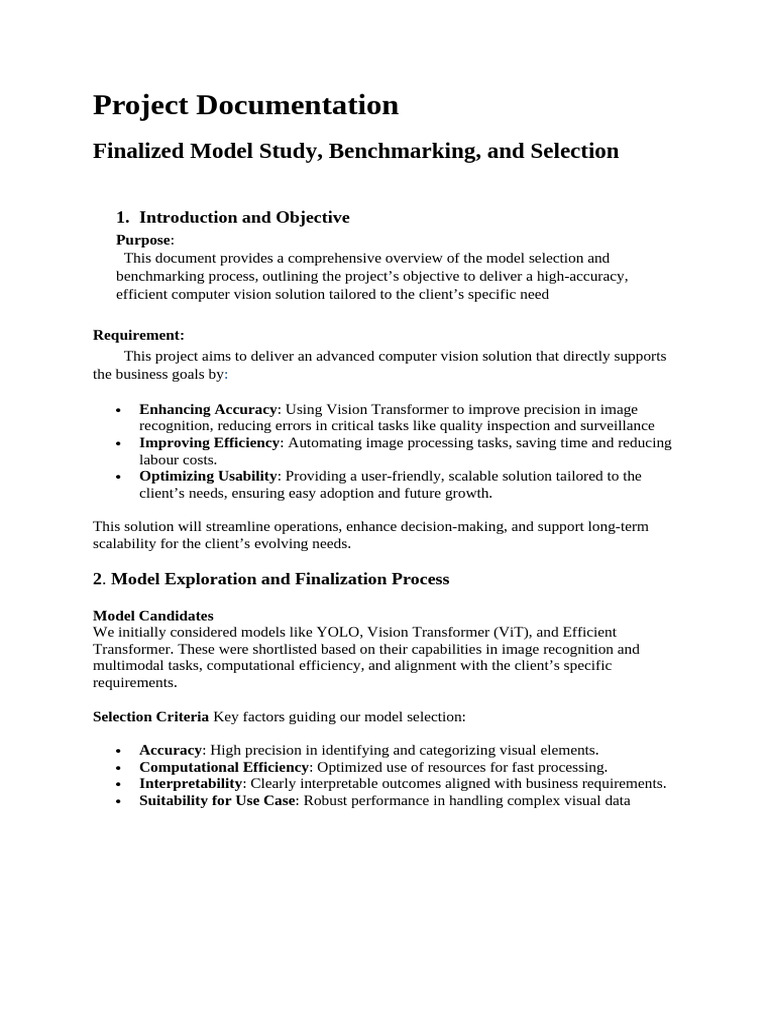 Final Model Study and Benchmarking For Computer Vision Solution | PDF | Computing | Artificial ...
