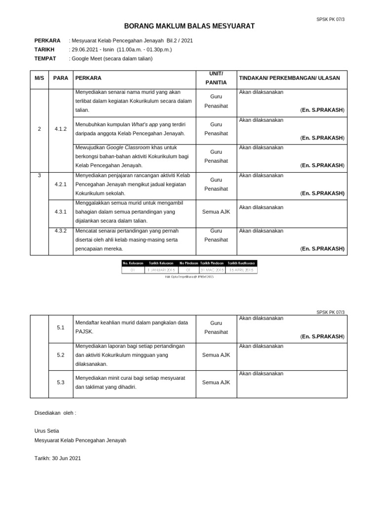Borang Maklum Balas Bil. 2 | PDF