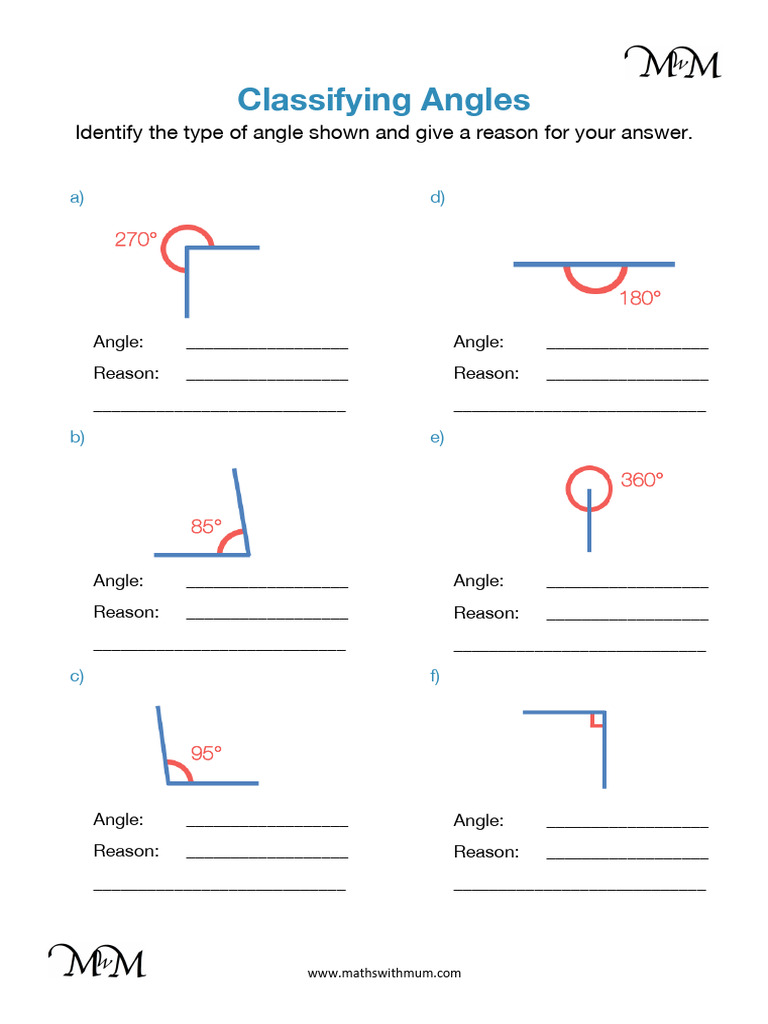 Classifying Angles Worksheet | PDF