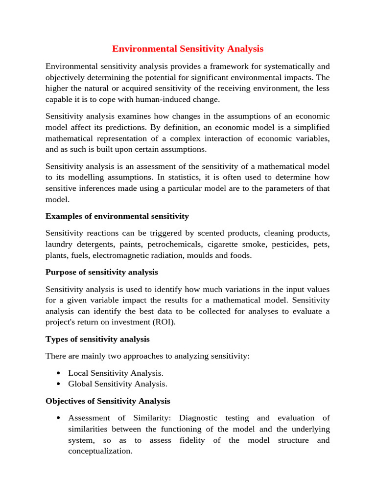 Environmental Sensitivity Analysis | PDF | Sensitivity Analysis | Conceptual Model