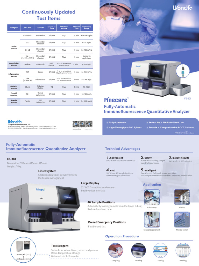 FS-301 Brochure | PDF | Myocardial Infarction | Blood Plasma