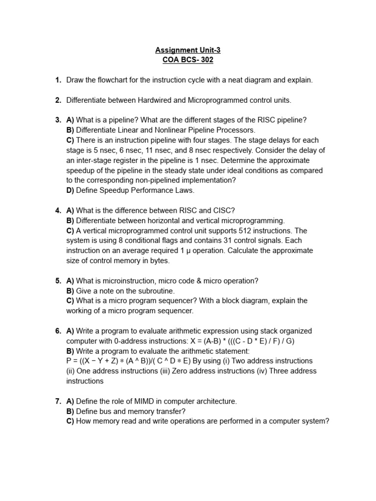 COA Assignment Unit-3 | PDF | Teaching Methods & Materials