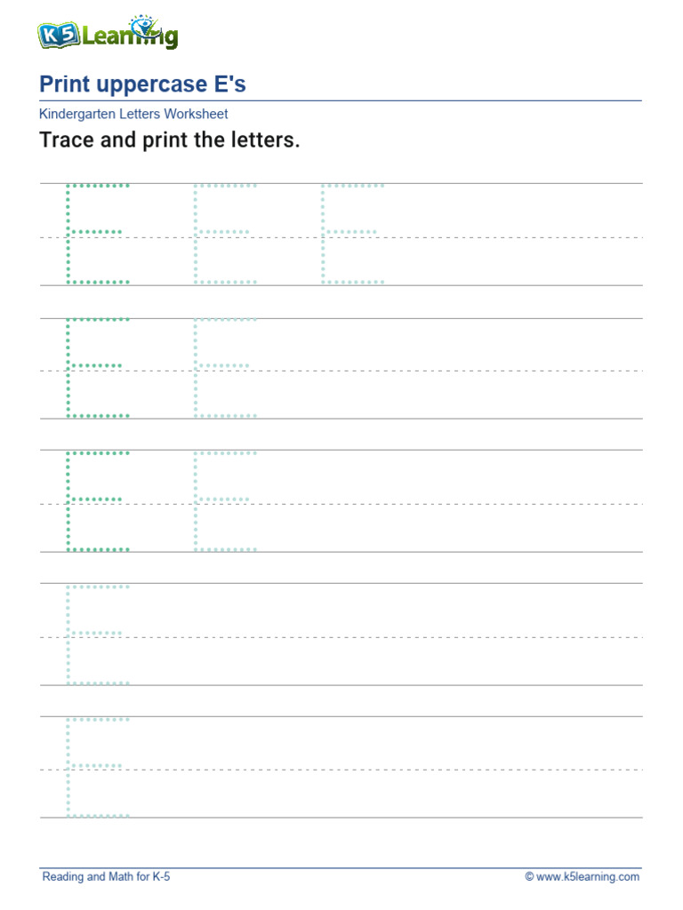 Printing Uppercase Letters e | PDF | Language Arts & Discipline