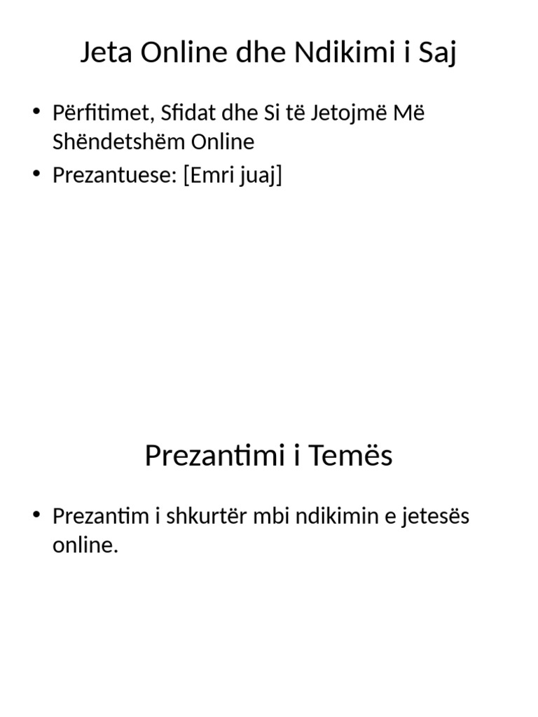 Jeta Online Prezantim Pdf
