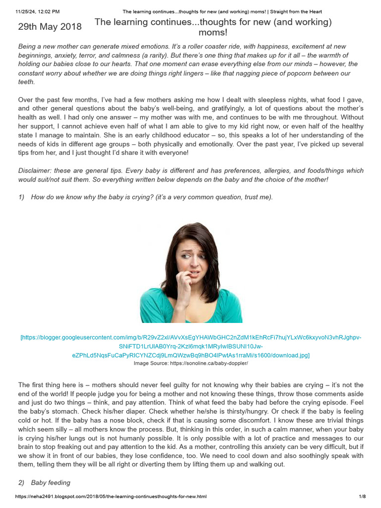The Learning Continues... Thoughts For New (And Working) Moms ...