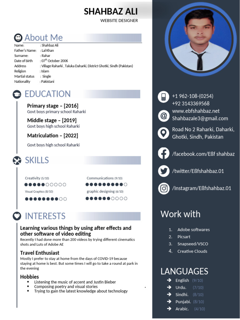 Best Grapic Designer Resume CV by Ebf Shahbaz 01 | PDF | Pakistan | South Asia