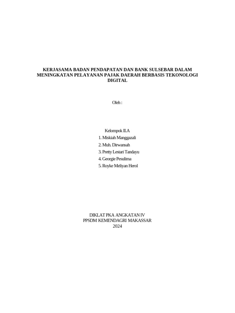 Kerjasama BPD dan Bank Sulselbar: Layanan Pajak Digital | PDF ...