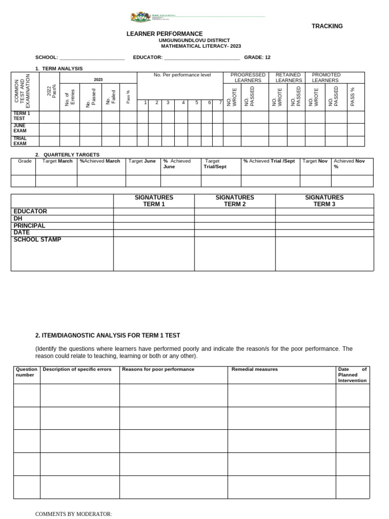 GR 12 TRACKING Control Tests and Trial Exams | PDF | Teachers | Cognition