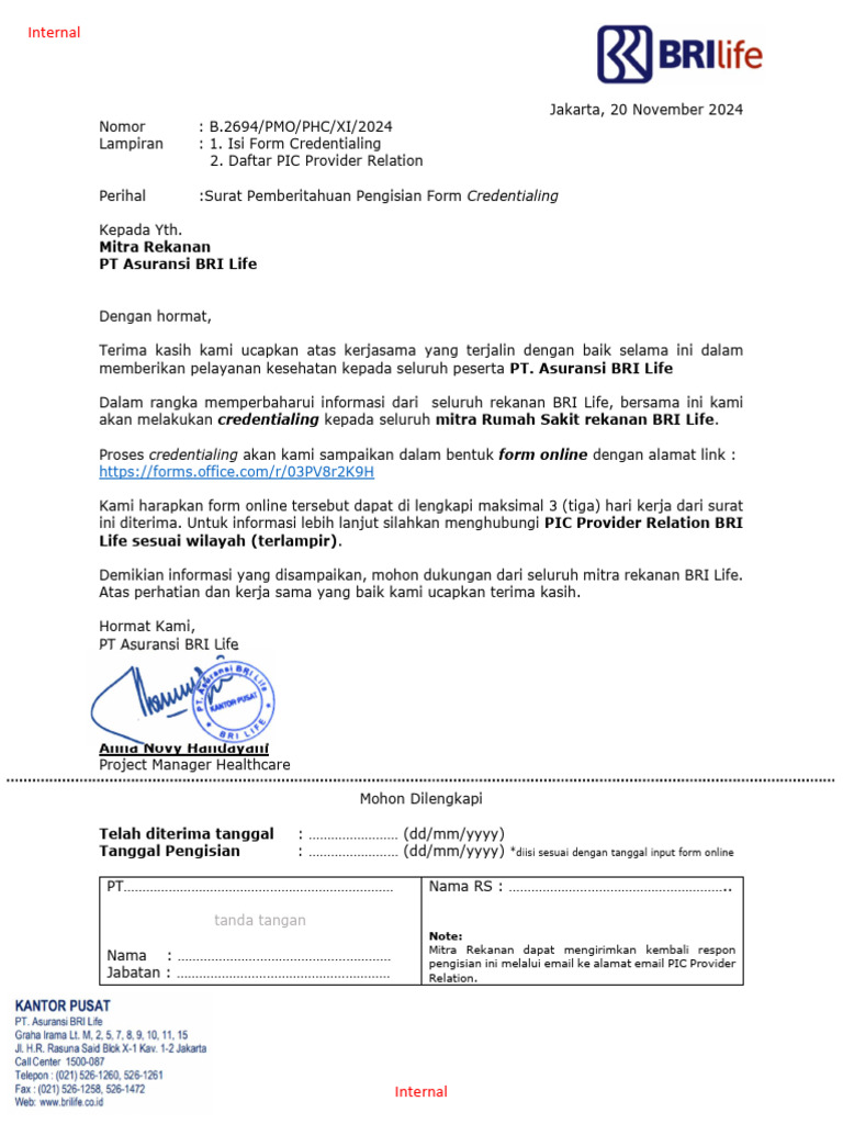 Informasi Pengisian Form Credentialing - BRI Life | PDF | Karier ...
