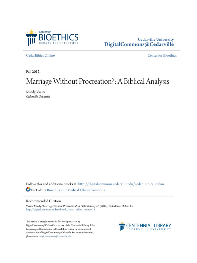 Marriage Without Procreation - A Biblical Analysis | PDF | Marriage ...