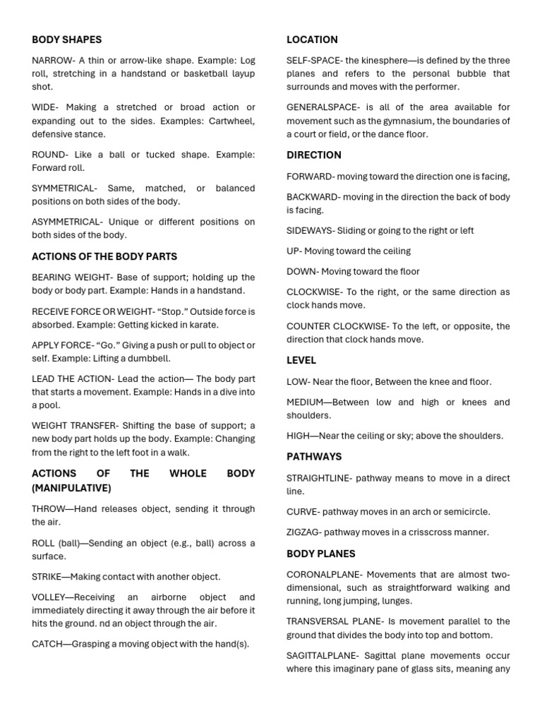 PE17-NOTES | PDF | Anatomical Terms Of Motion