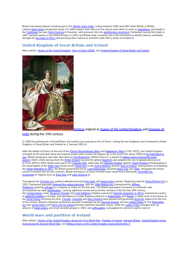 United Kingdom of Great Britain and Ireland: Reigned As and During The 19th Century | PDF ...