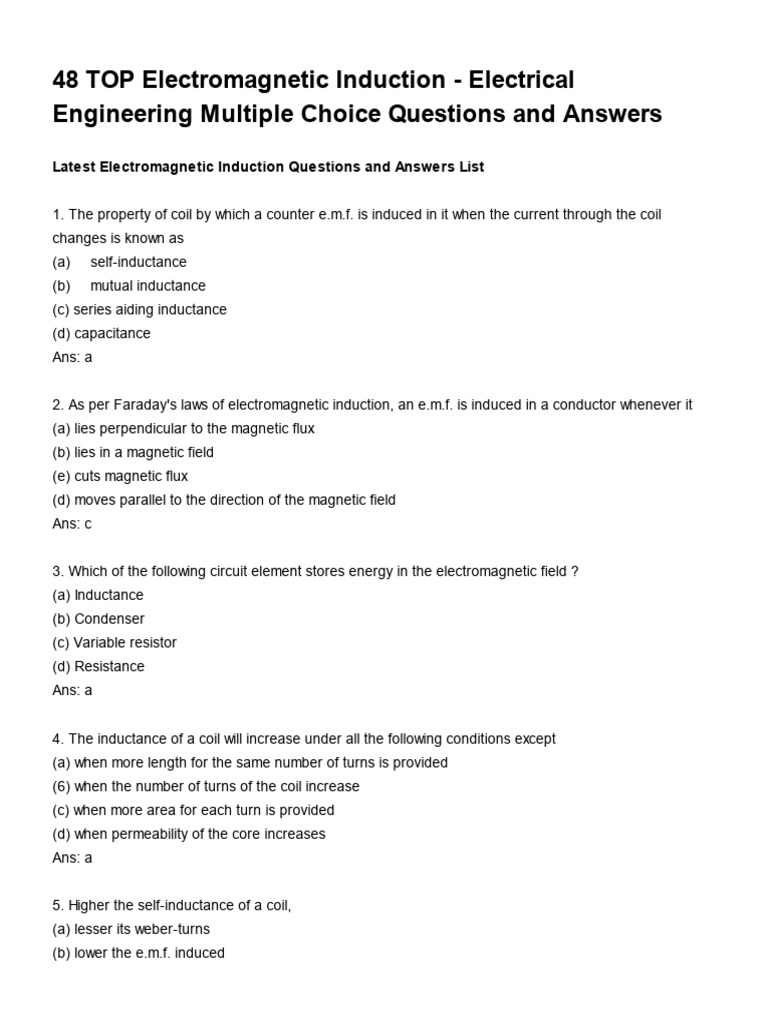 Electromagnetic Induction | PDF | Inductance | Inductor
