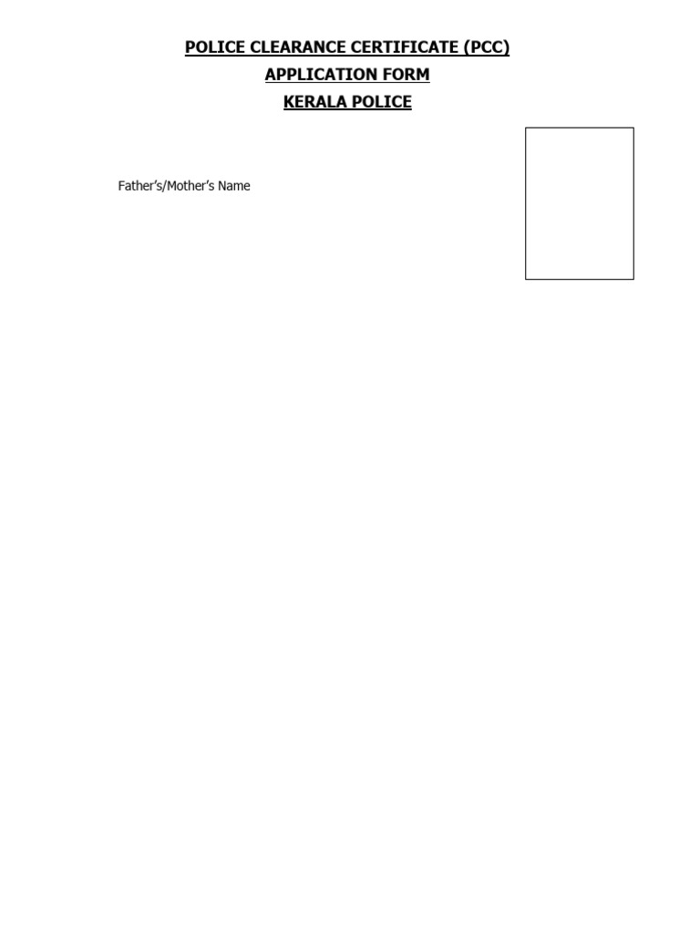 Kerala Police PCC Police Clearance Certificate Applicaton | PDF | Justice | Crime & Violence