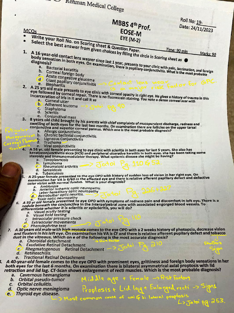 Block Eye Rmc 2023 | PDF | Glaucoma | Cataract