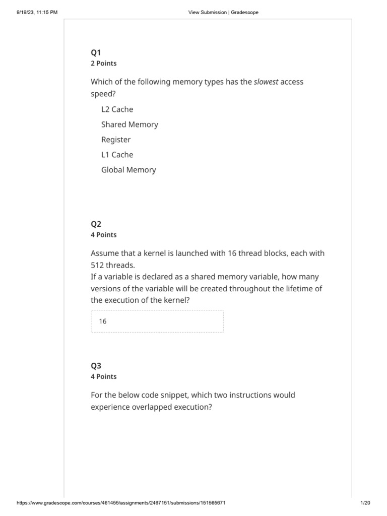 GPU_Final_ Gradescope | PDF | Thread (Computing) | Graphics Processing Unit