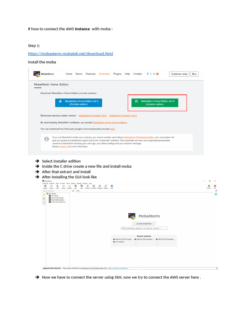 Connect AWS Instance with MobaXterm | PDF | Business | Computers
