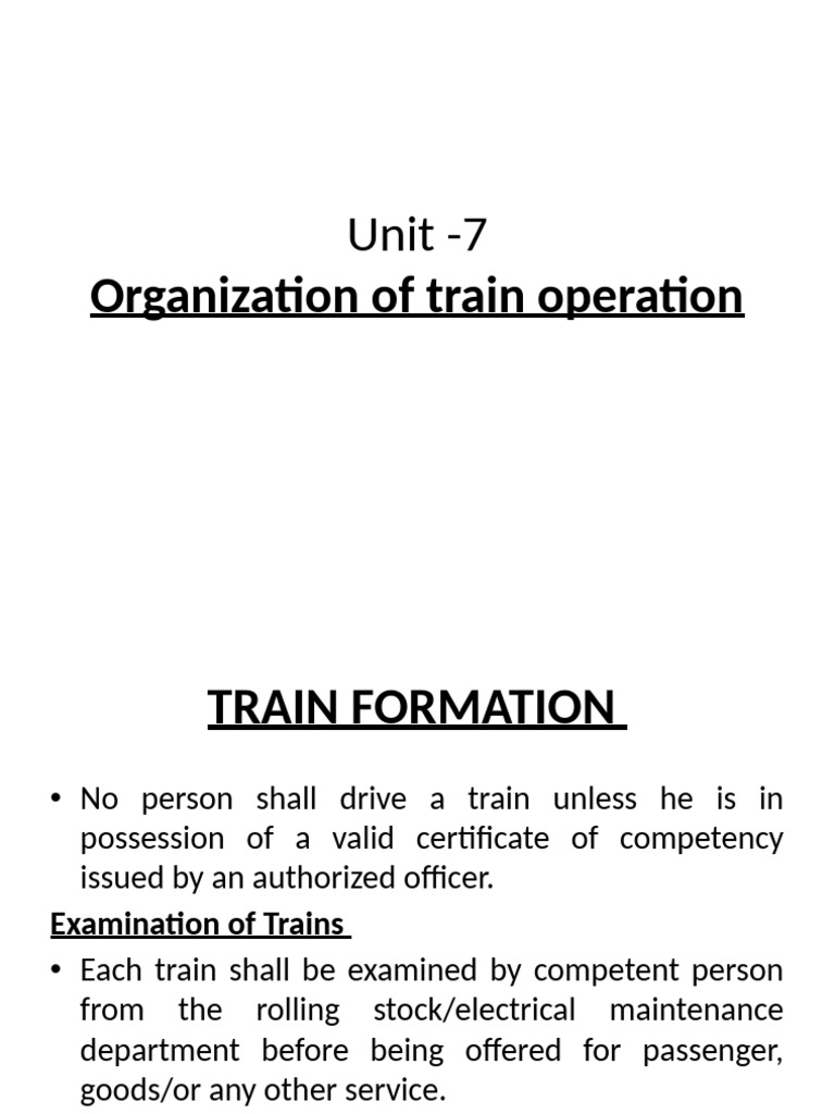 Organization of Train Operation | PDF | Train | Rail Freight Transport
