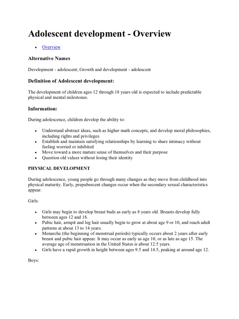 Adolescent Development: Physical, Cognitive, Emotional Milestones and ...