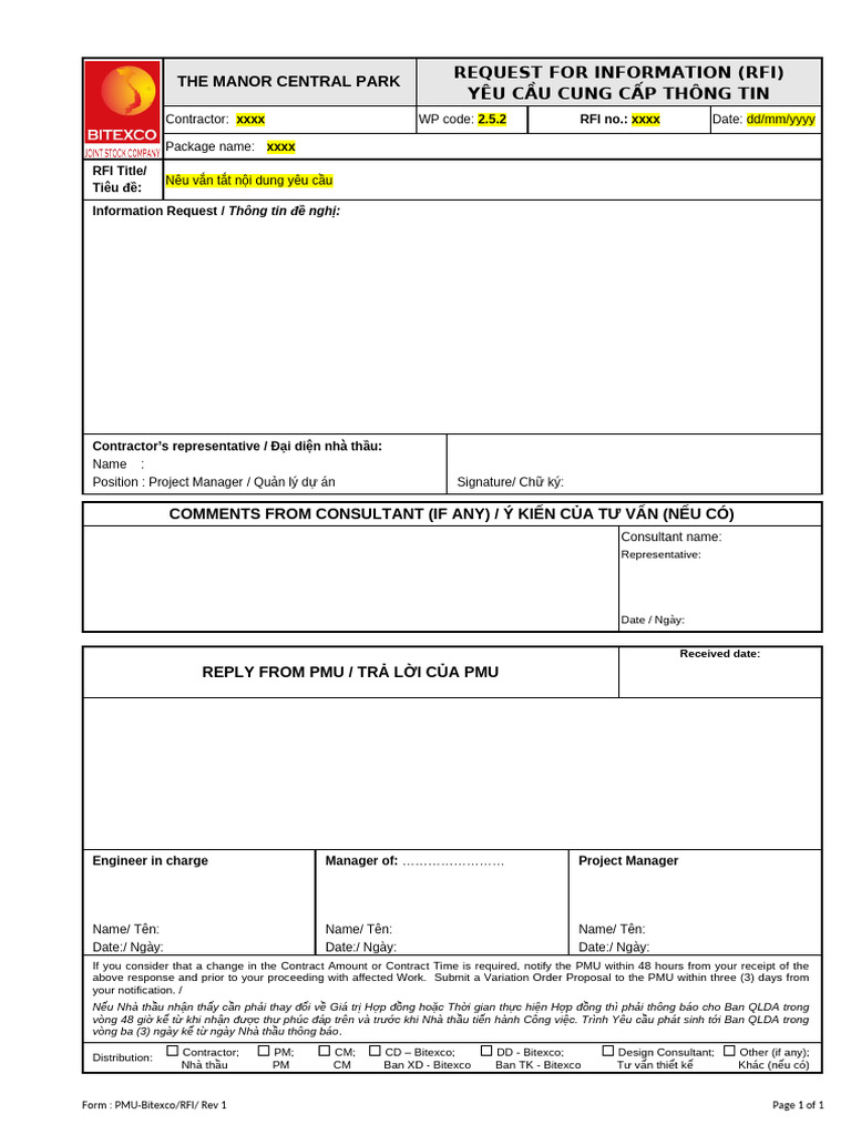 03 RFI Form - Request For Information (Rev-1) | PDF