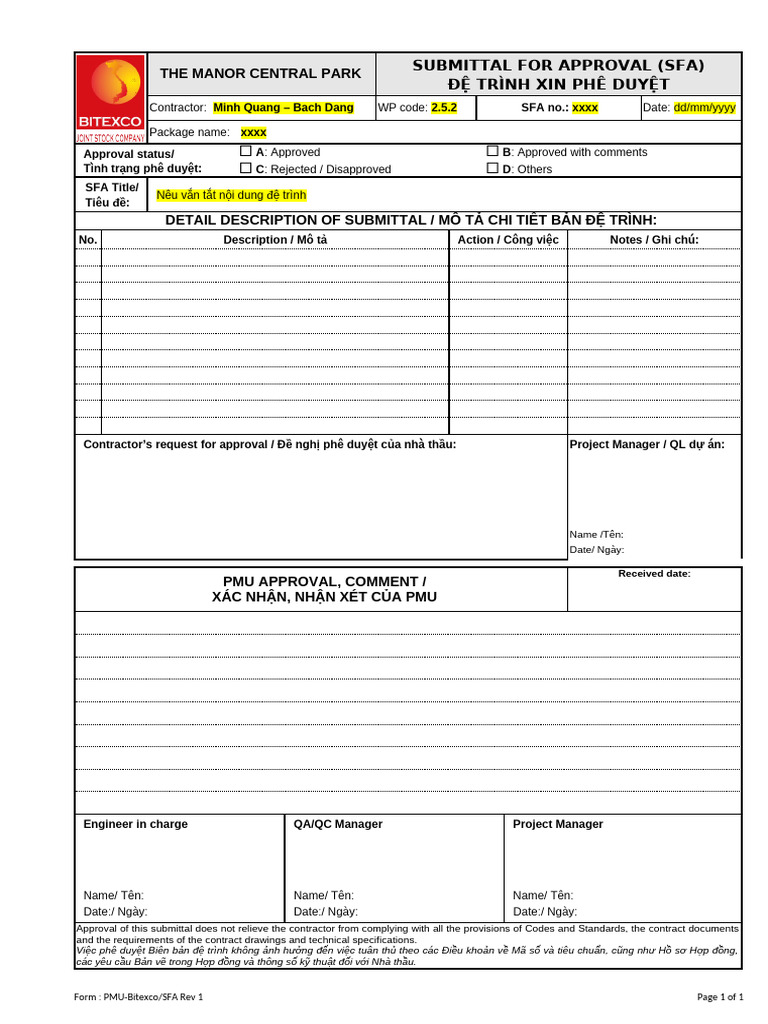 02 SFA Form - Submittal Form (Rev-1) | PDF