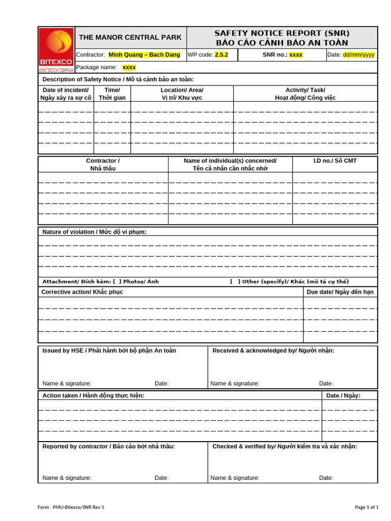12 SNR Form - Safety Notice Report (Rev-1) | PDF