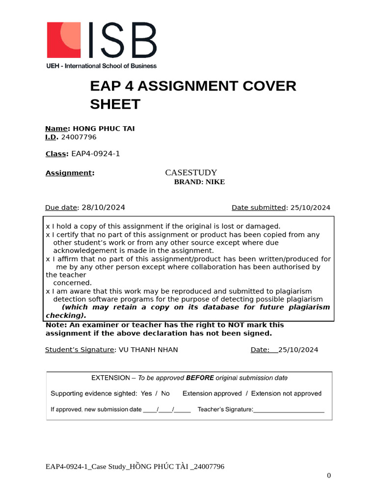 Eap 4 Case Study, Hong Phuc Tai | PDF | Nike | Innovation