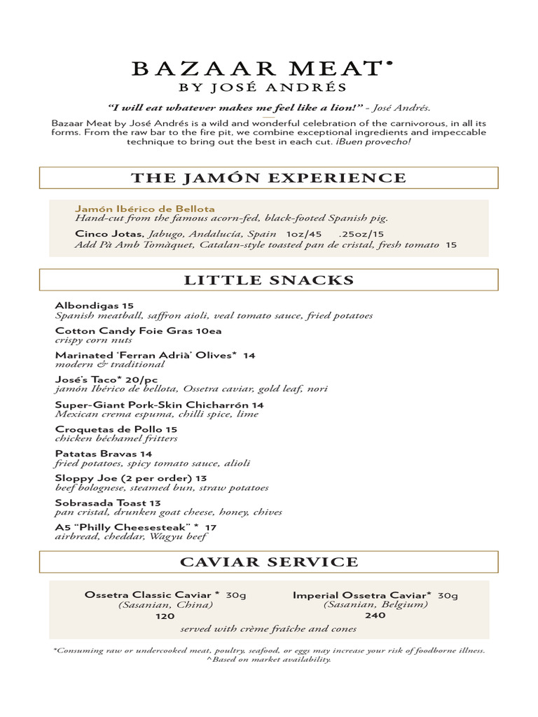 Bazaar Meat Menu | PDF | Food Ingredients | Cuisine