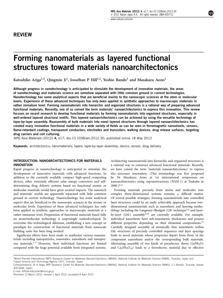 Forming Nanomaterials As Layered Functional | PDF | Graphene | Nanotechnology