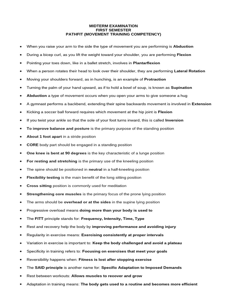 Pathfit Midterm | PDF | Anatomical Terms Of Motion | Musculoskeletal System