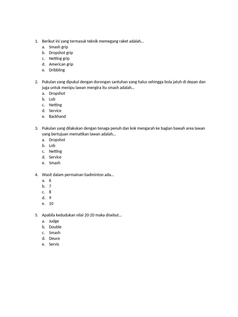Soal Pjok Kelas 11 | PDF