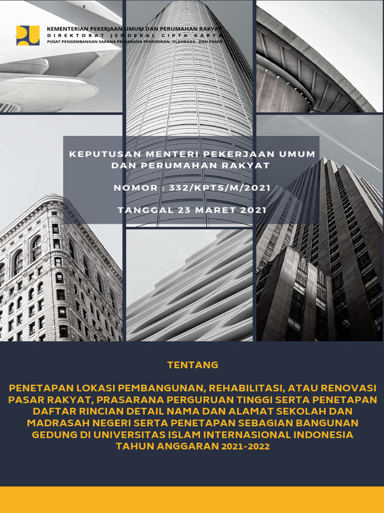 Kepmen 332-2021 A5 Final - Penetapan Lokasi Rehab Pasar Dan Sekolah, PTN | PDF