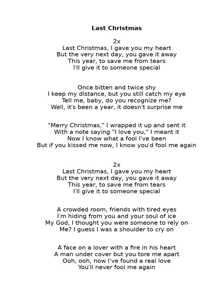 Last Christmas Lyrics Overview | PDF
