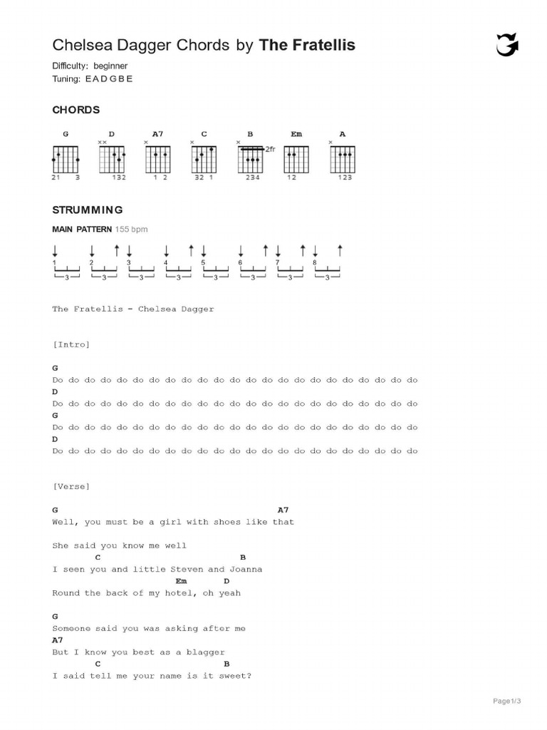 Chelsea Dagger Chords | PDF