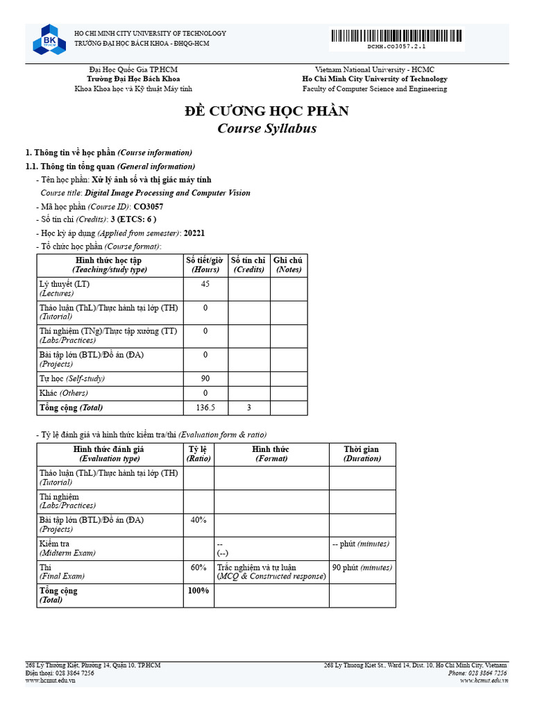DCMH - CO3057 - Digital Image Processing and Computer Vision | PDF