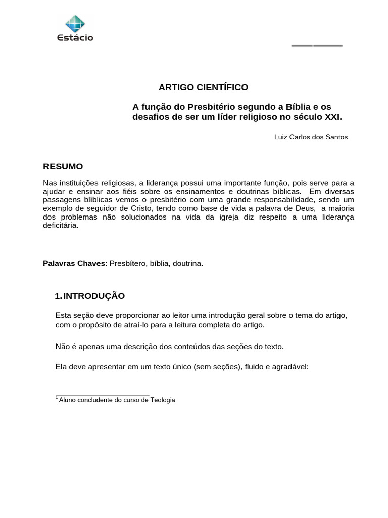 Modelo Do Artigo Cient Fico | PDF | Bíblia