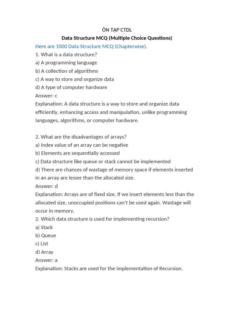 ÔN TẬP CTDL | PDF | Queue (Abstract Data Type) | Pointer (Computer Programming)
