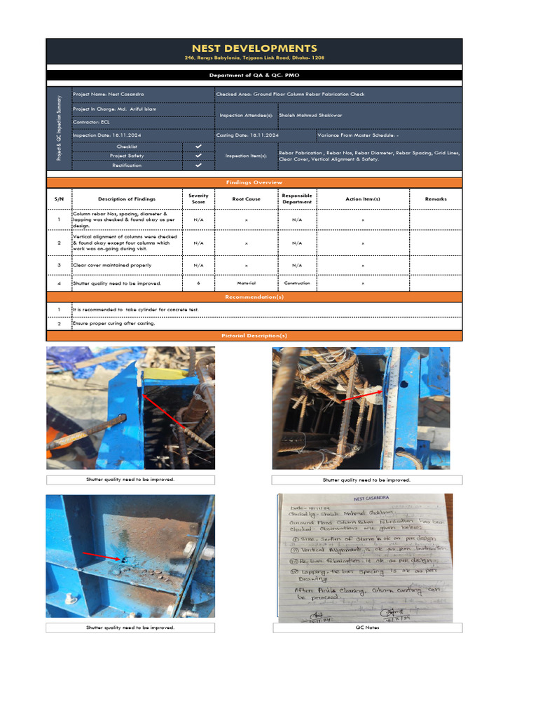 Nest Casandra - Column Rebar Fabrication Check - 2024.11.18 | PDF ...