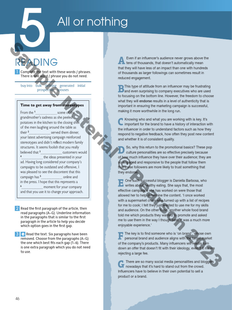 Gold Experience C1 U5 - Workbook | PDF | Brand | Advertising