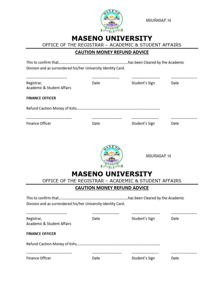 Caution Money Refund Process | PDF | Business | Finance & Money Management