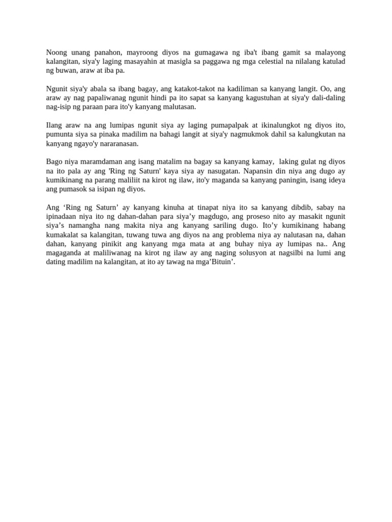 Alamat NG Mga Bituin | PDF