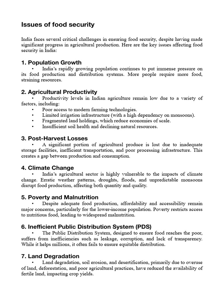Issues of Food Security | PDF | Agriculture | Food Security
