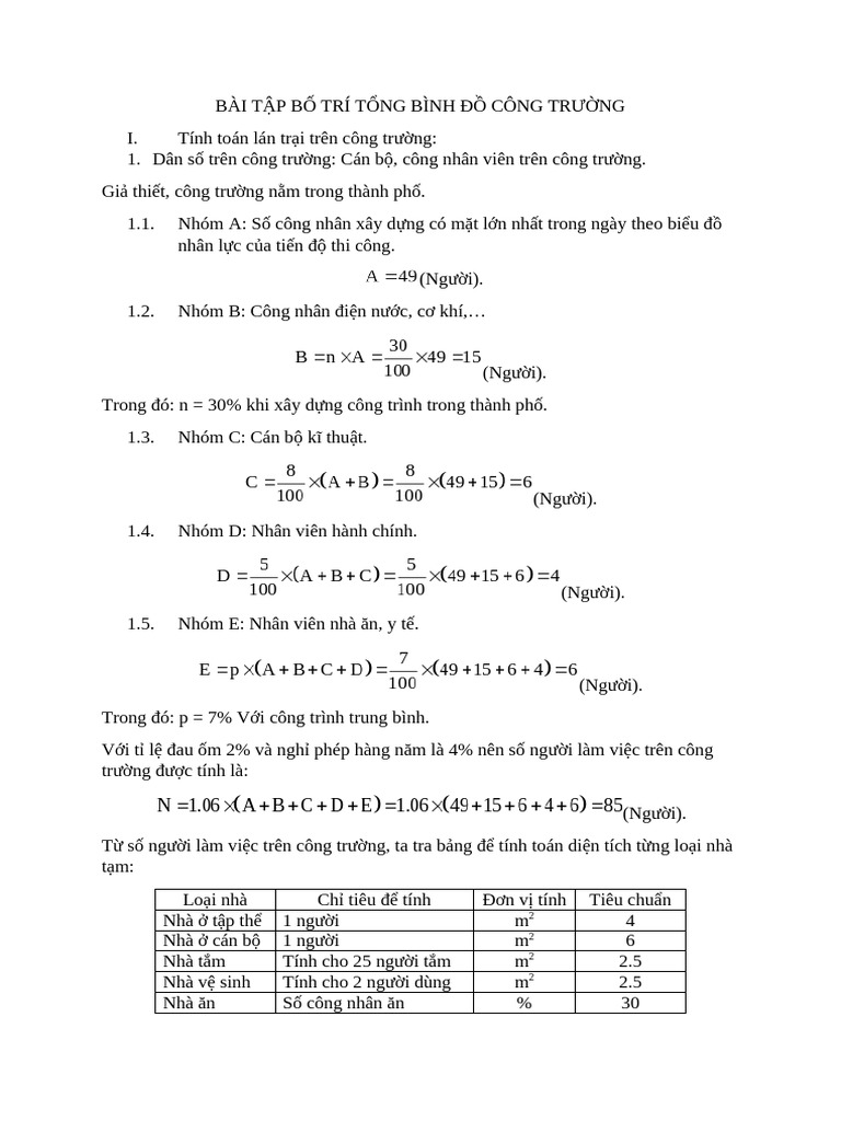 Bai Tap Bo Tri Tong Binh Do Cong Truong | PDF