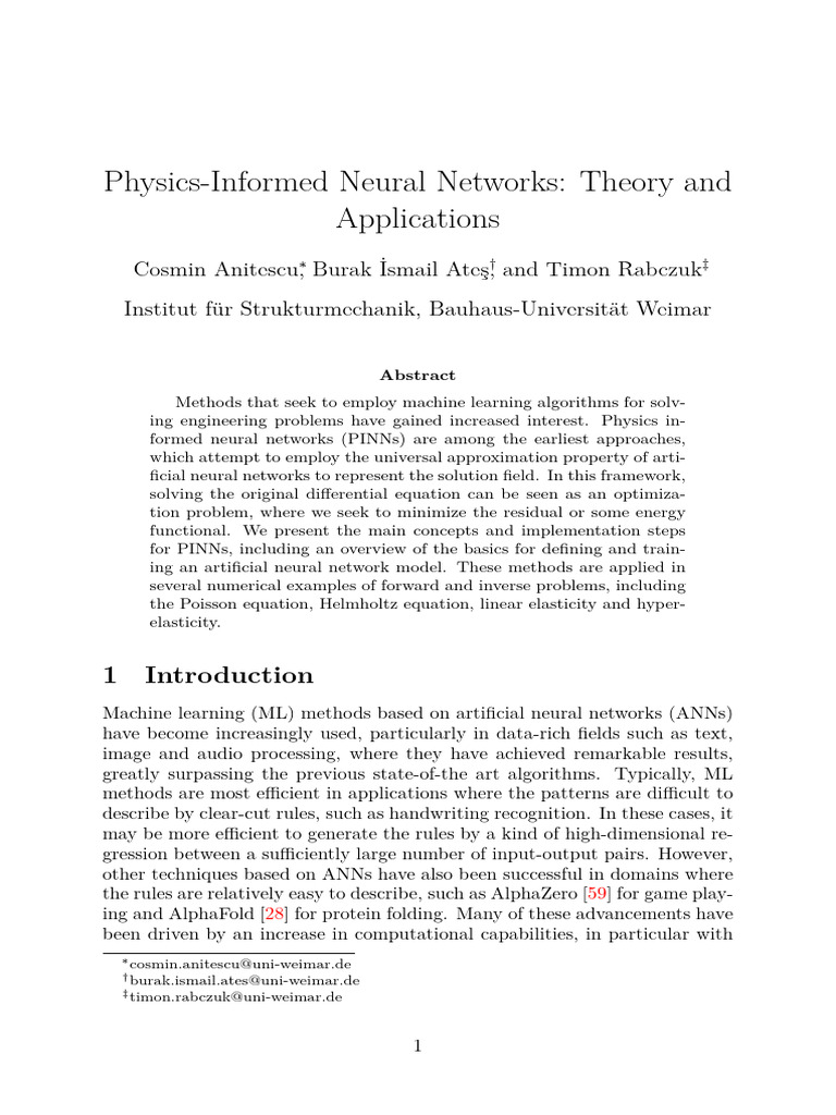 Physics Informed Neural Network Theory and Applications | PDF | Artificial Neural Network ...