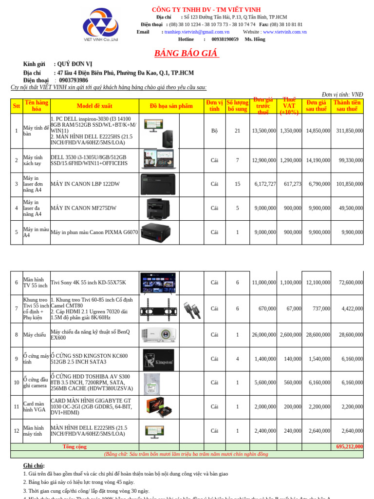 Báo Giá May Tính, Máy in - TLMN (12112024) BC | PDF