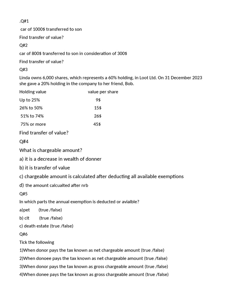 Inheritance Tax Transfer & Exemption Guide | PDF | Estate Tax In The ...