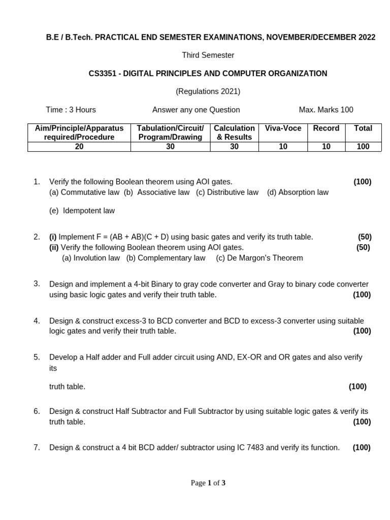 CS3351 Set4 | PDF | Logic Gate | Electronic Circuits