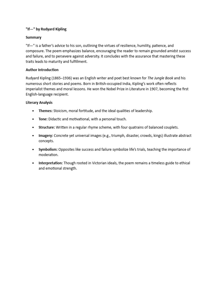 If by Rudyard Kipling | PDF