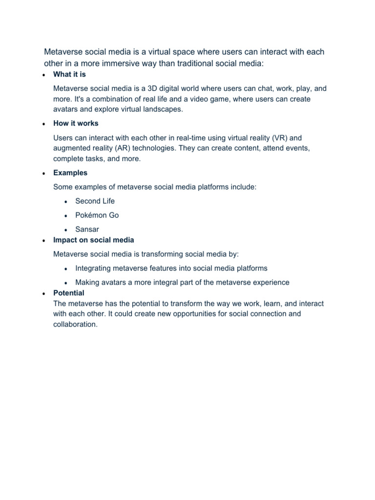 Metaverse in Social Media | PDF | Games & Activities | Social Science